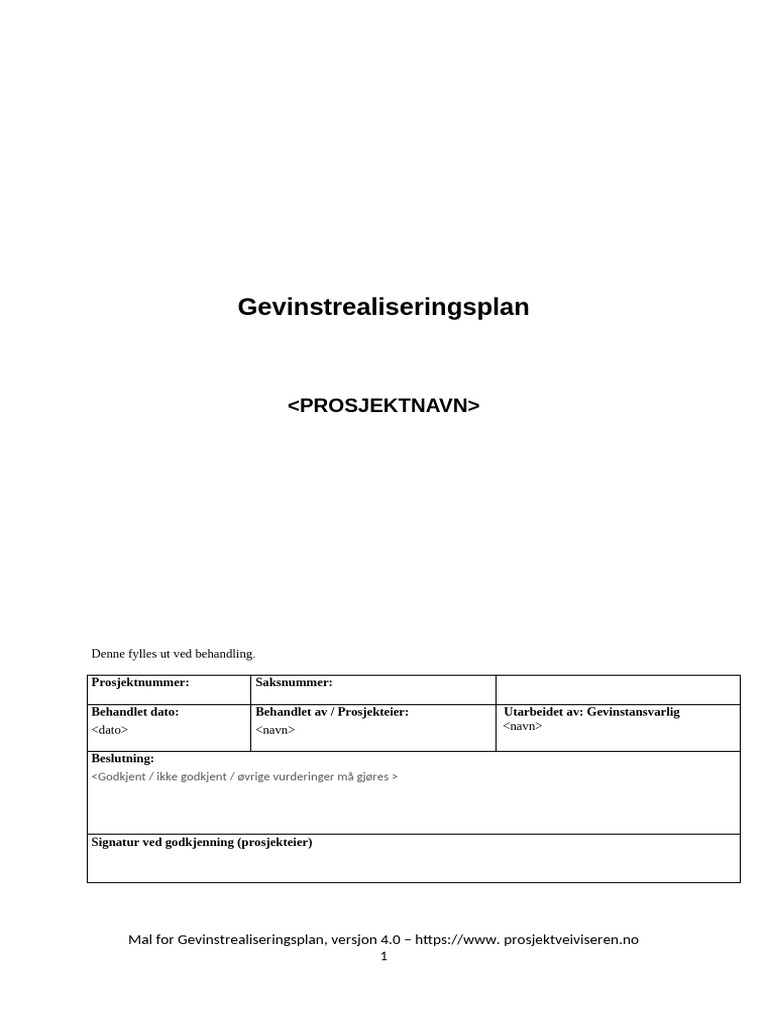 Bokmal - Gevinstrealiseringsplan 4.0 | PDF