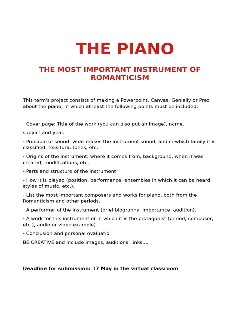 PROJECT - THE PIANO-1 | PDF