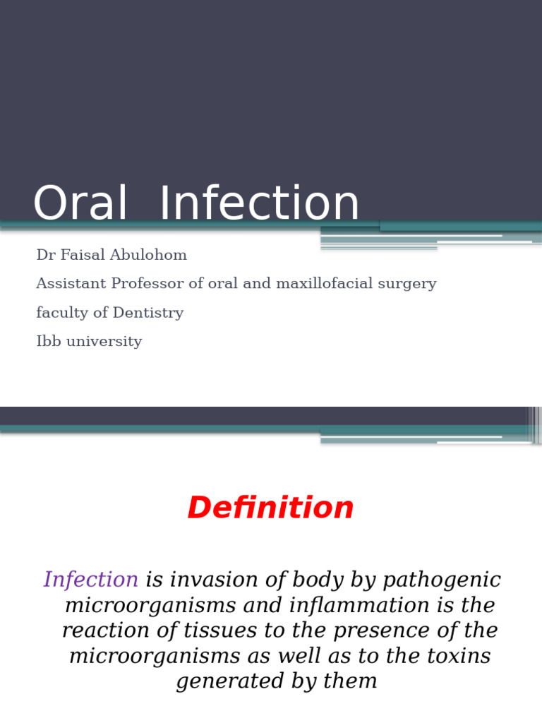 Types and Causes of Oral Infections | PDF | Periodontology | Infection