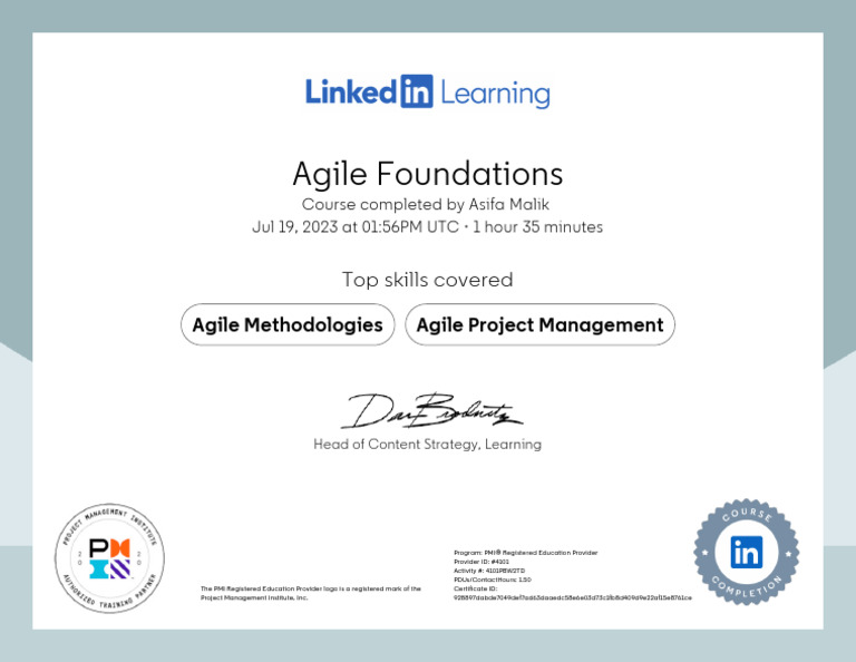CertificateOfCompletion - Agile Foundations | PDF
