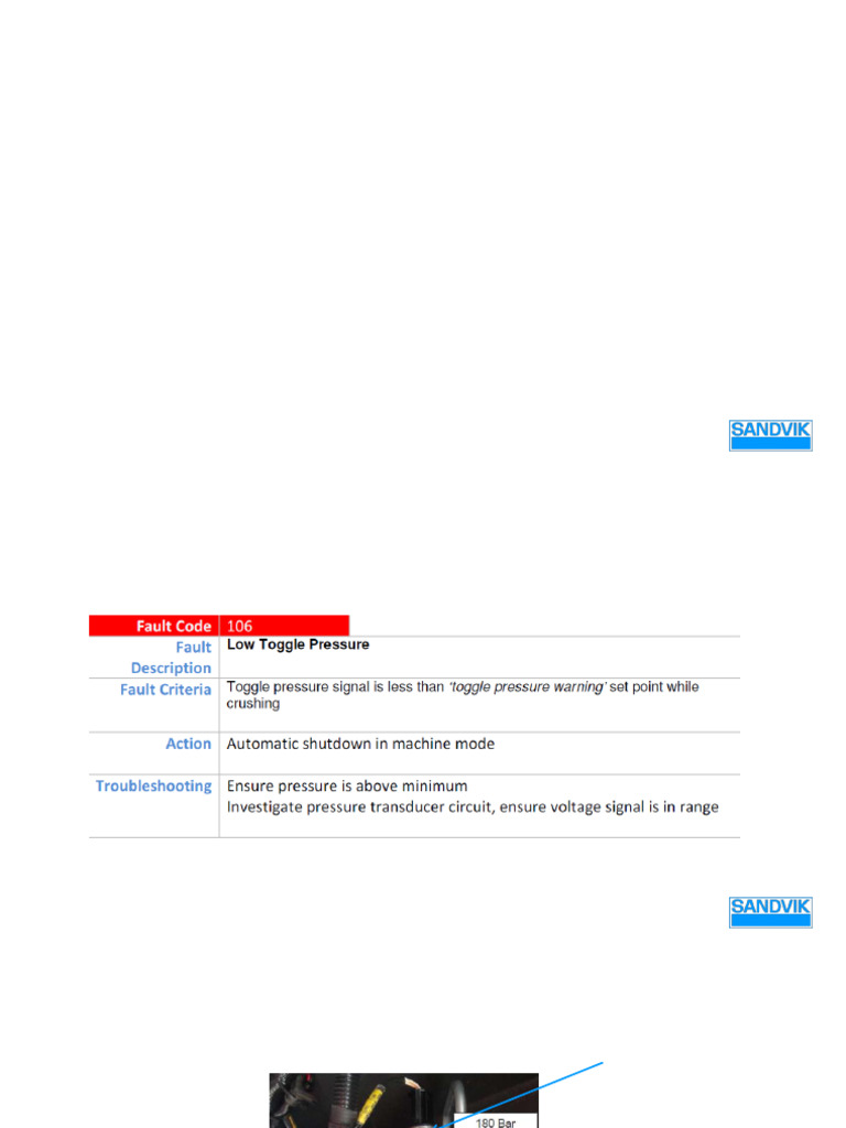 Fault Code 106 Low Toggle Pressure | PDF
