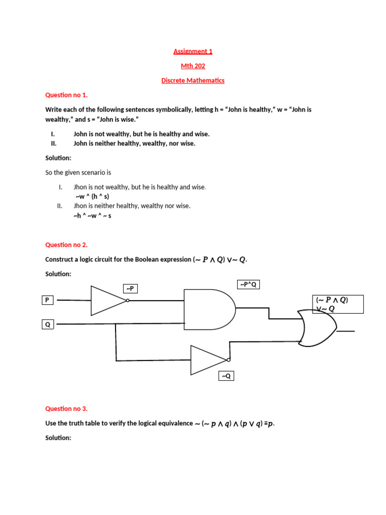 MTH 202 Assignment 1 | PDF