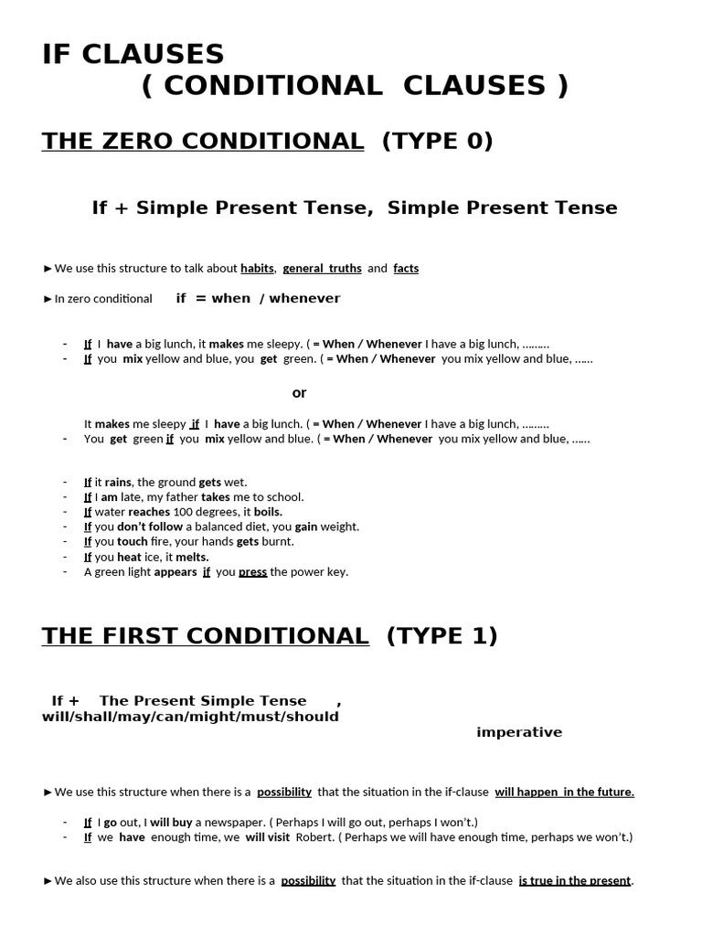 If Clauses (Conditionals) Mixed Types | PDF | Grammatical Tense ...