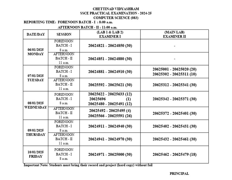 SSCE Computer Science Exam Schedule | PDF