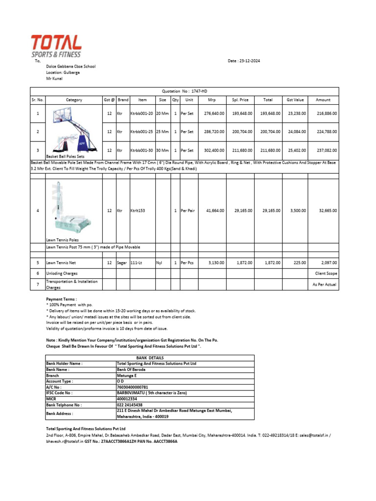 Quotation No. 1747-HD. | PDF