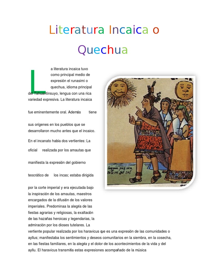 Literaturaincaicaoquechua 110312151426 Phpapp01 | PDF | Imperio Inca ...