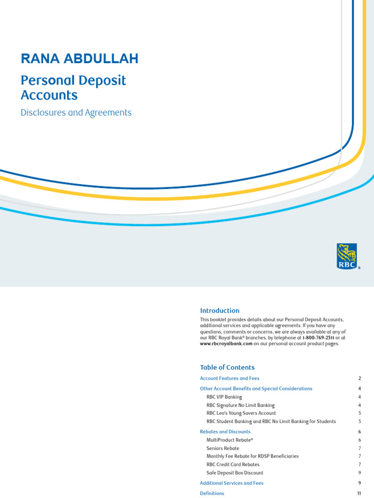 Rana Abdullah RBC Bank Booklet | PDF | Credit Card | Overdraft