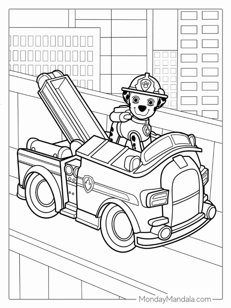 Coloring Page of Marshall With Fire Truck | PDF