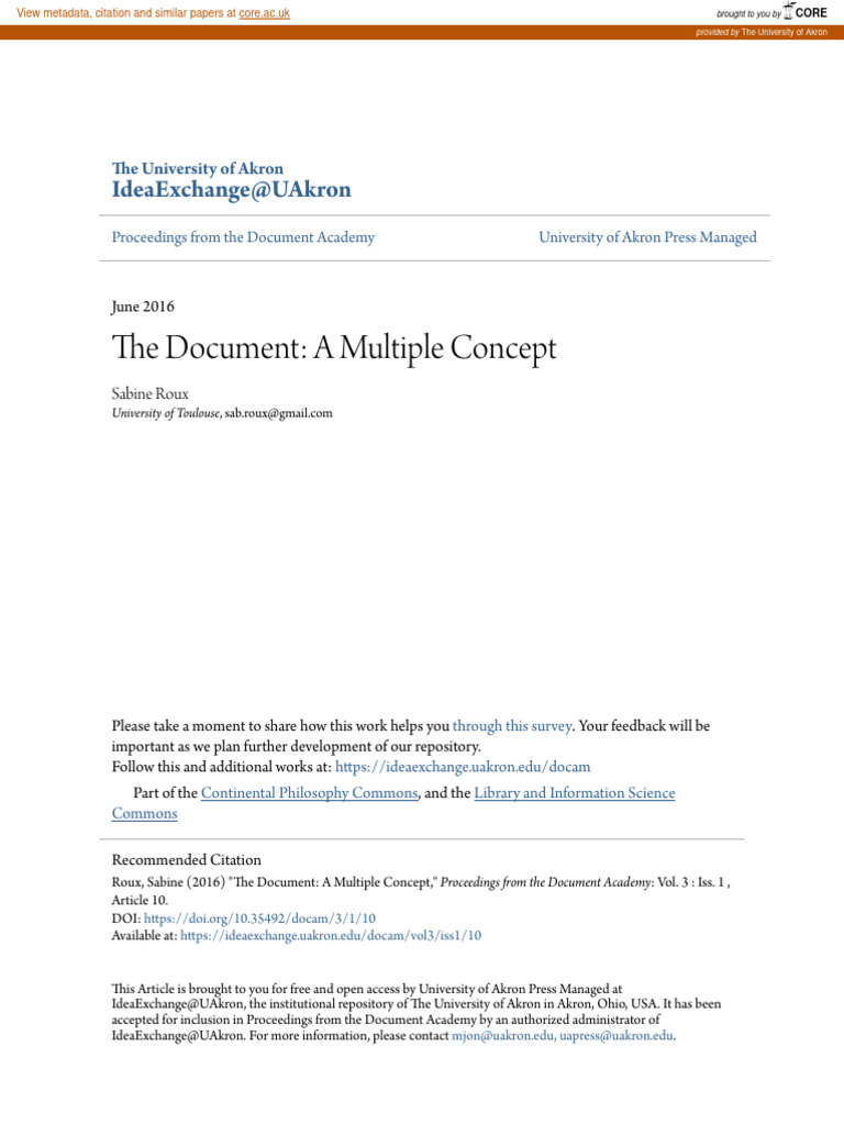 The Document A Multiple Concept | PDF | Information | Communication