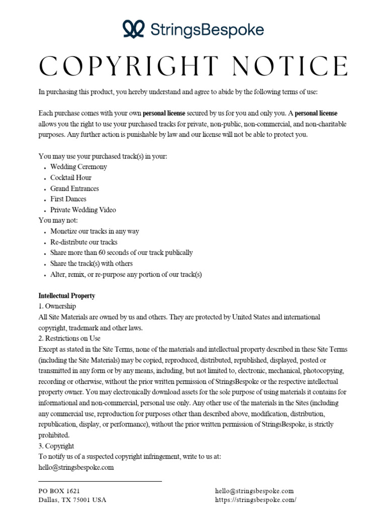 StringsBespoke Copyright Notice - READ ME | PDF