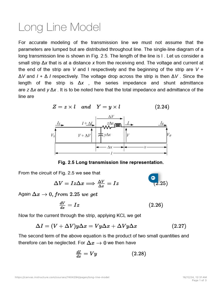 Long Transmission Line Analysis | PDF | Transmission Line | Electrical ...