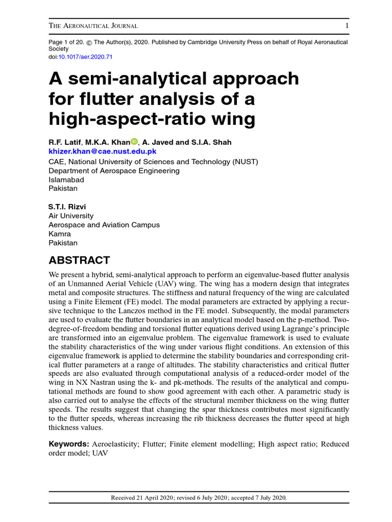 Flutter Analysis of UAV High-Aspect-Ratio Wing | PDF | Eigenvalues And ...