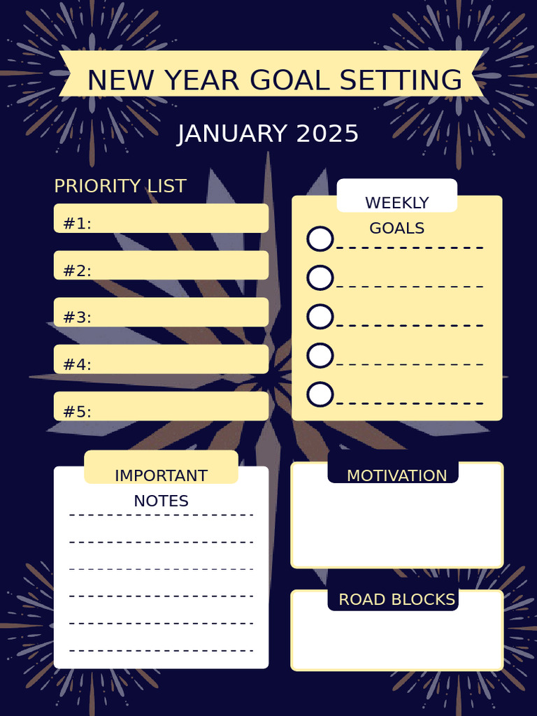 New Year Goal Setting Worksheet | PDF