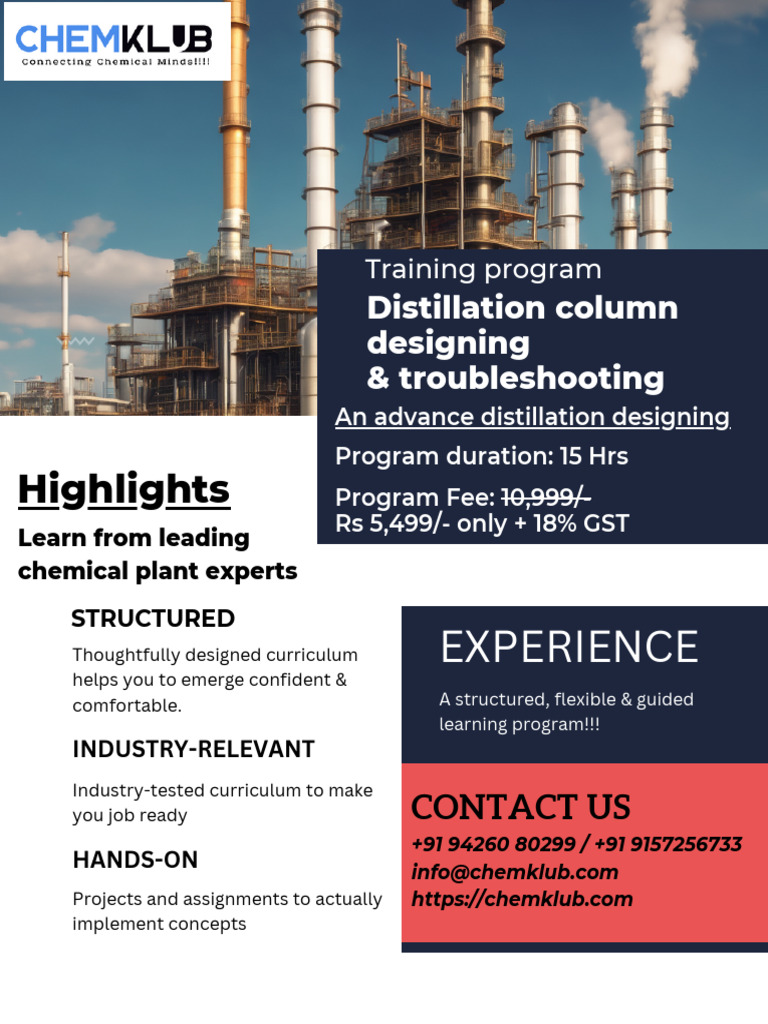 Distillation Column Design Training Program | PDF | Distillation ...