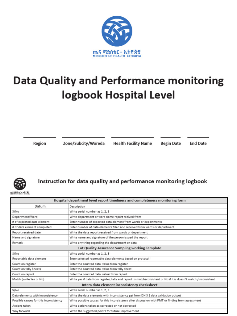 Hospital Data Quality Monitoring Logbook | PDF
