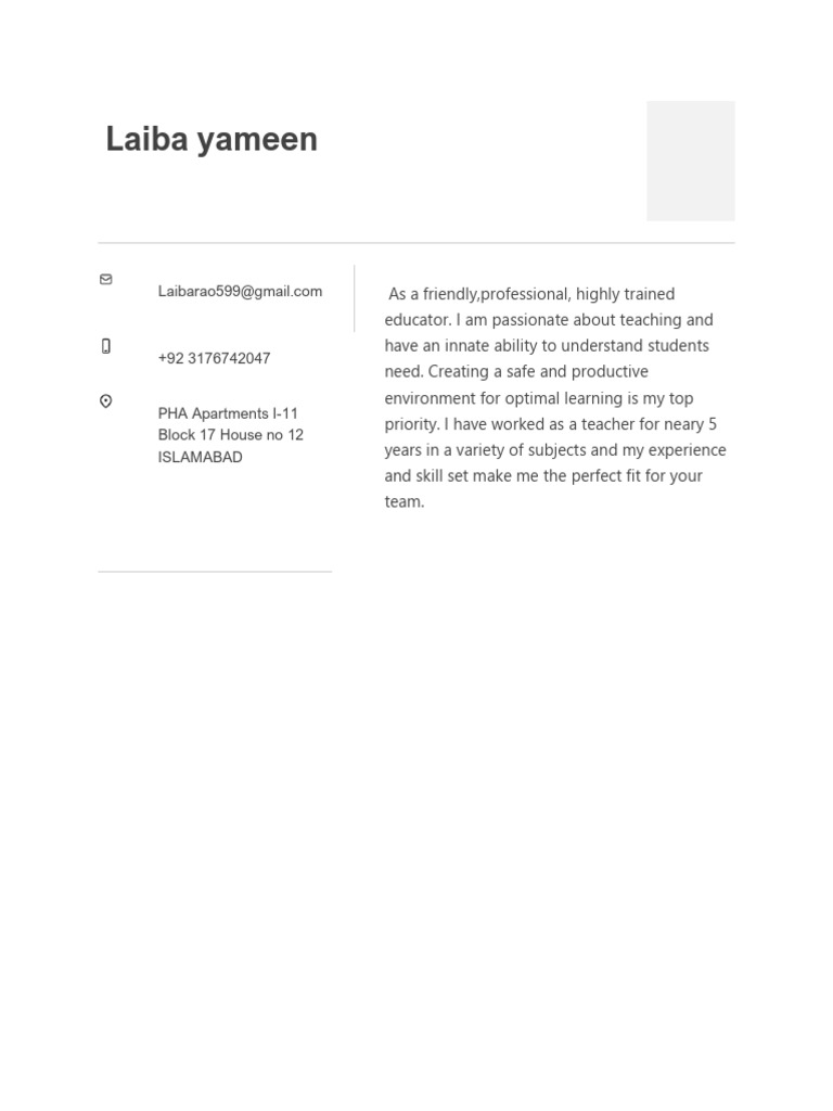 Laiba CV | PDF