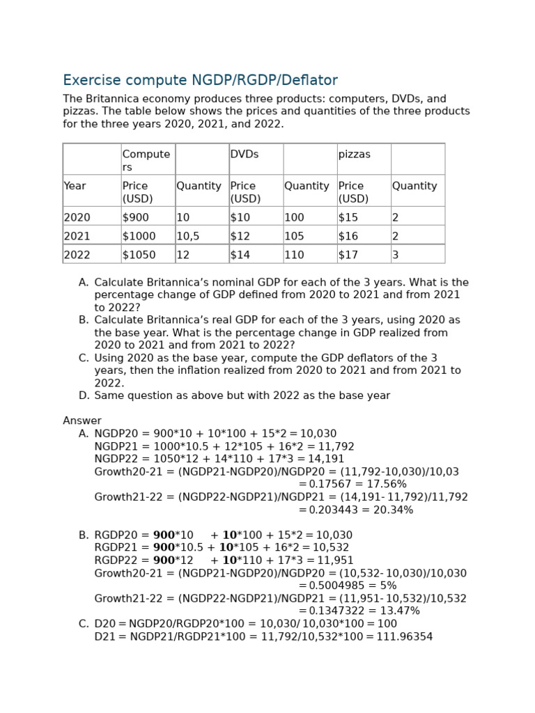 Exercise compute GDP (2) | PDF | Gross Domestic Product | Real Gross Domestic Product