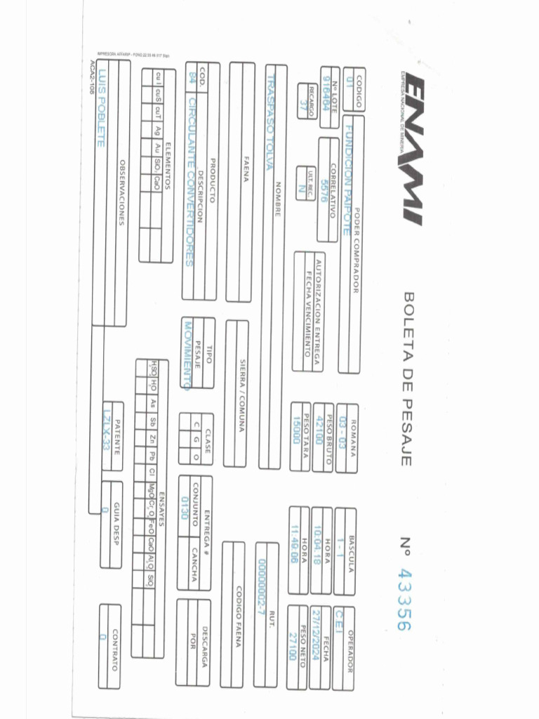 12- Boletas de Pesaje 27-12-24 | PDF