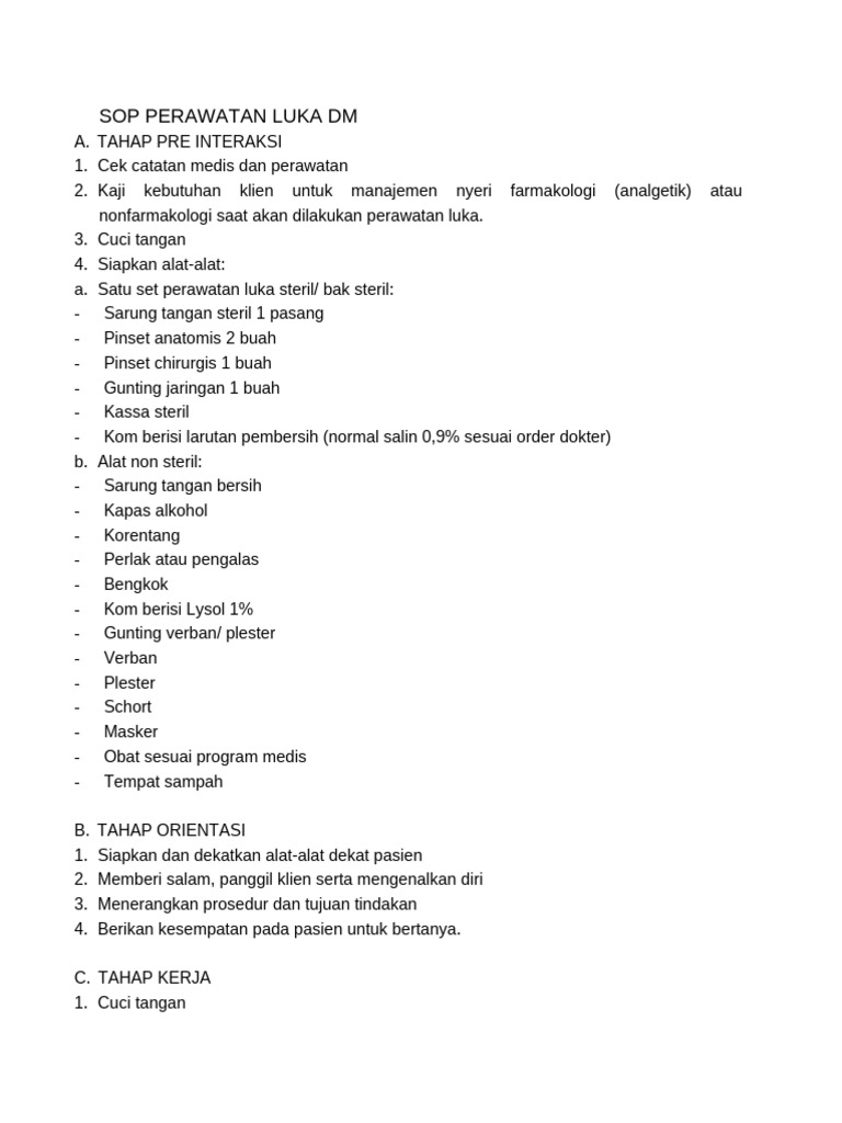 SOP PERAWATAN LUKA DM | PDF