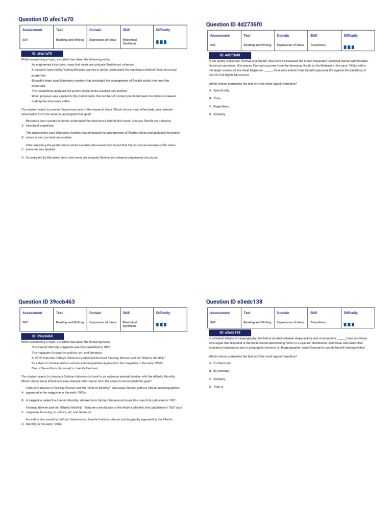SAT Question Bank - Expressions & Standard Conventions | PDF | Coast ...
