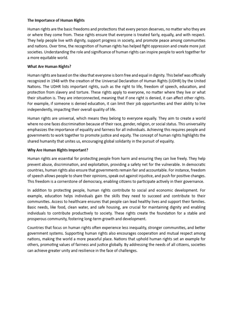Understanding the Importance of Human Rights | PDF | Human Rights ...