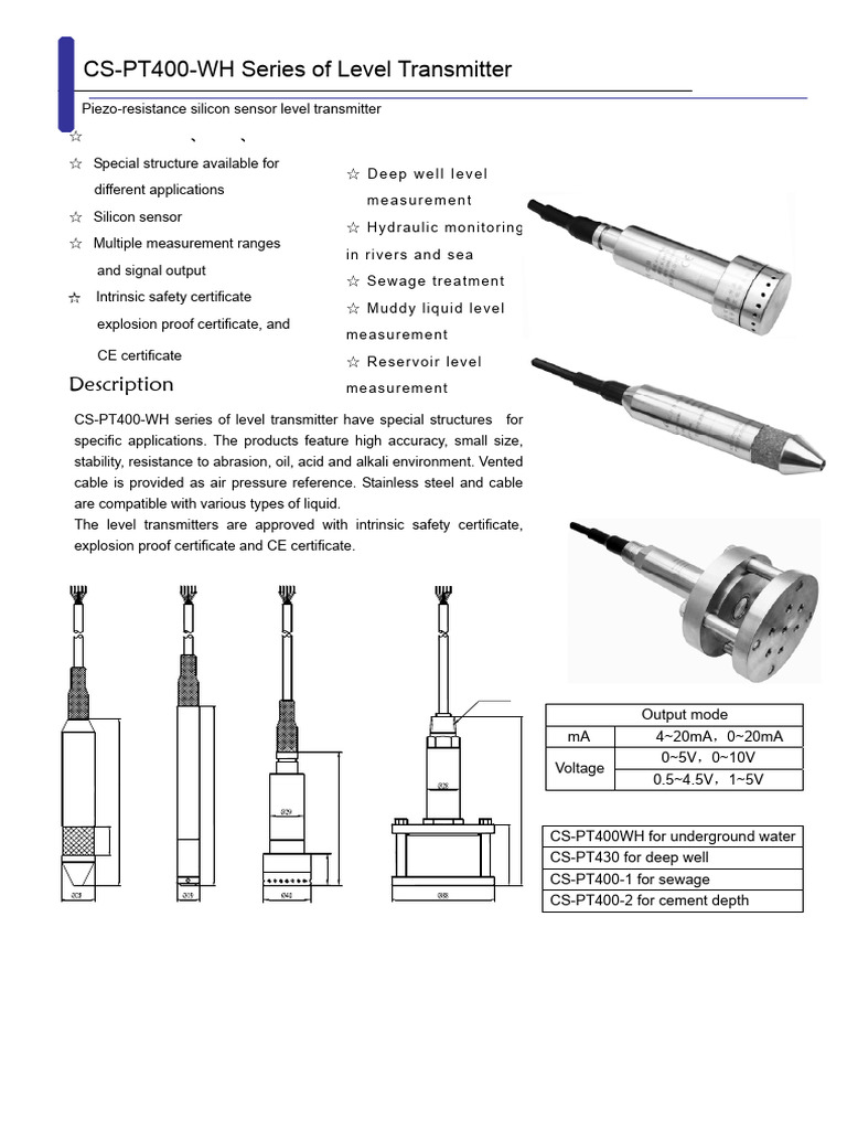 CS-PT400-WH | PDF | Alternating Current | Pressure Measurement