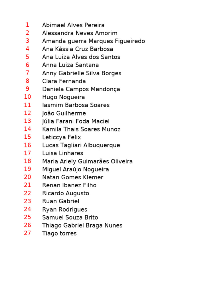 Lista de Nomes e Notas de Alunos | PDF