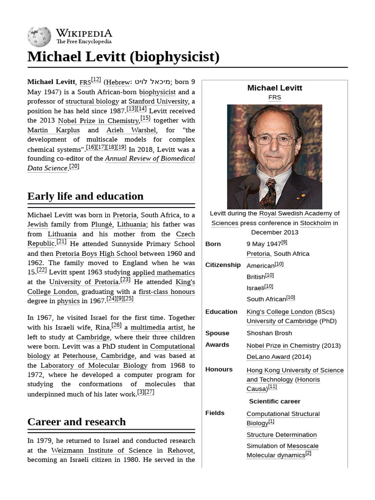Michael Levitt (Biophysicist) | PDF