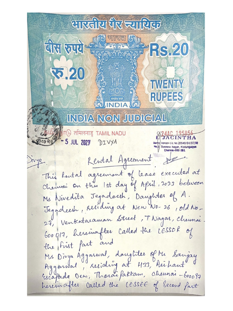 RentAgreement Divya | PDF