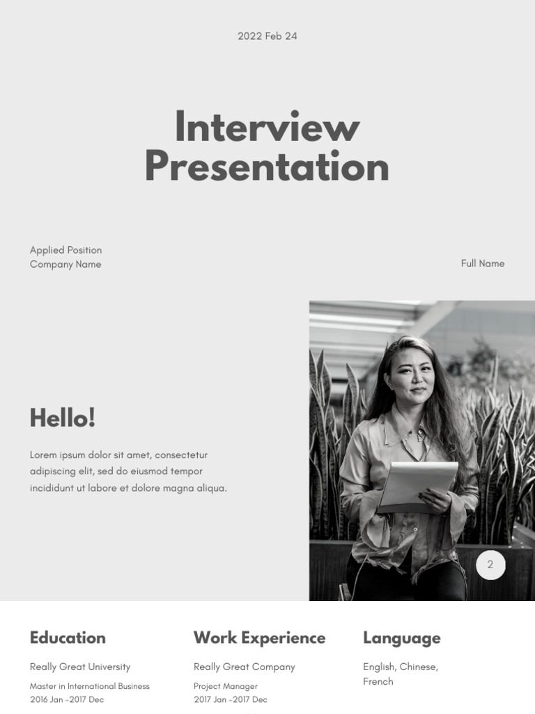 Black White Simple Minimalist Functional Interview Job Presentation ...
