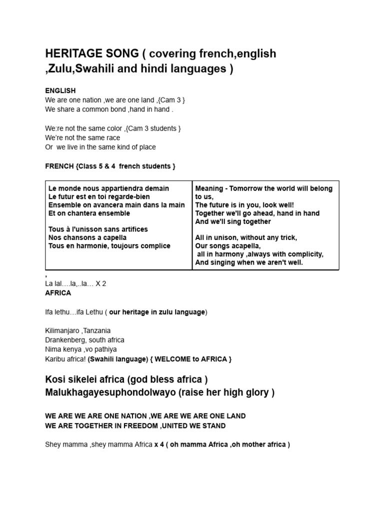Heritage Lyrics | PDF