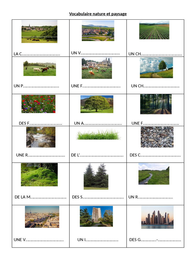 Vocabulaire nature et paysage | PDF
