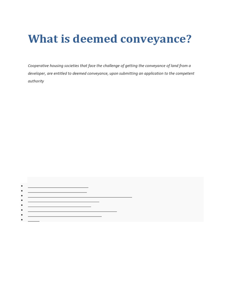 What Is Deemed Conveyance | PDF | Conveyancing | Deed