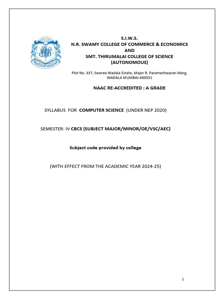 BSC (CS) Sem Iv Nep Syllabus - Updated | PDF | Computer Network | Osi Model