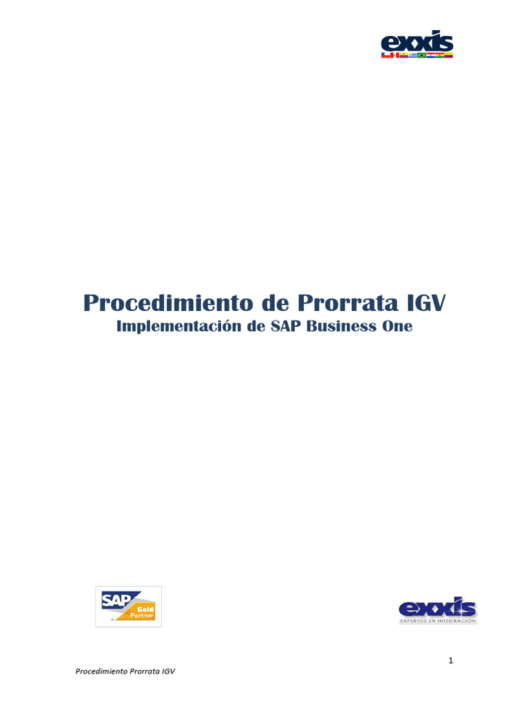 Procedimiento Prorrata IGV en SAP B1 | PDF | Factura | Informática