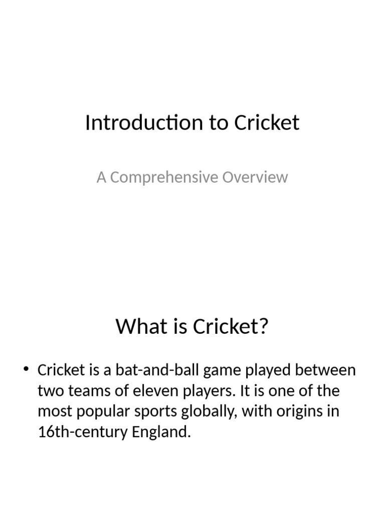 Cricket: A Comprehensive Overview | PDF
