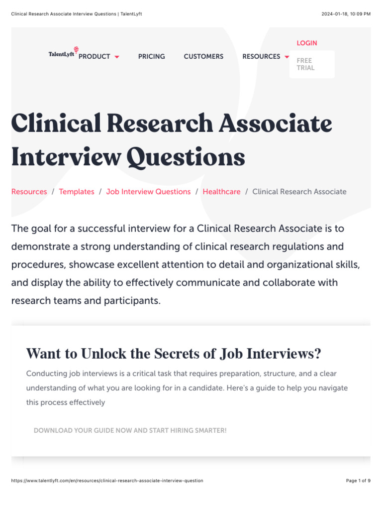 Clinical Research Associate Interview Guide | PDF | Clinical Trial ...