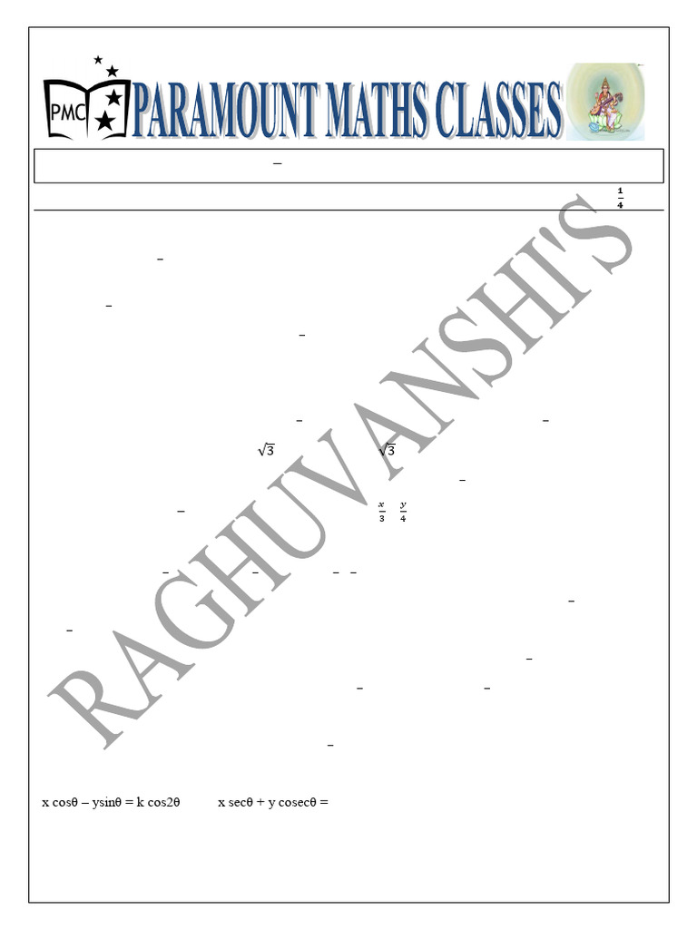 Xi (Test-1) - Straight Lines | PDF