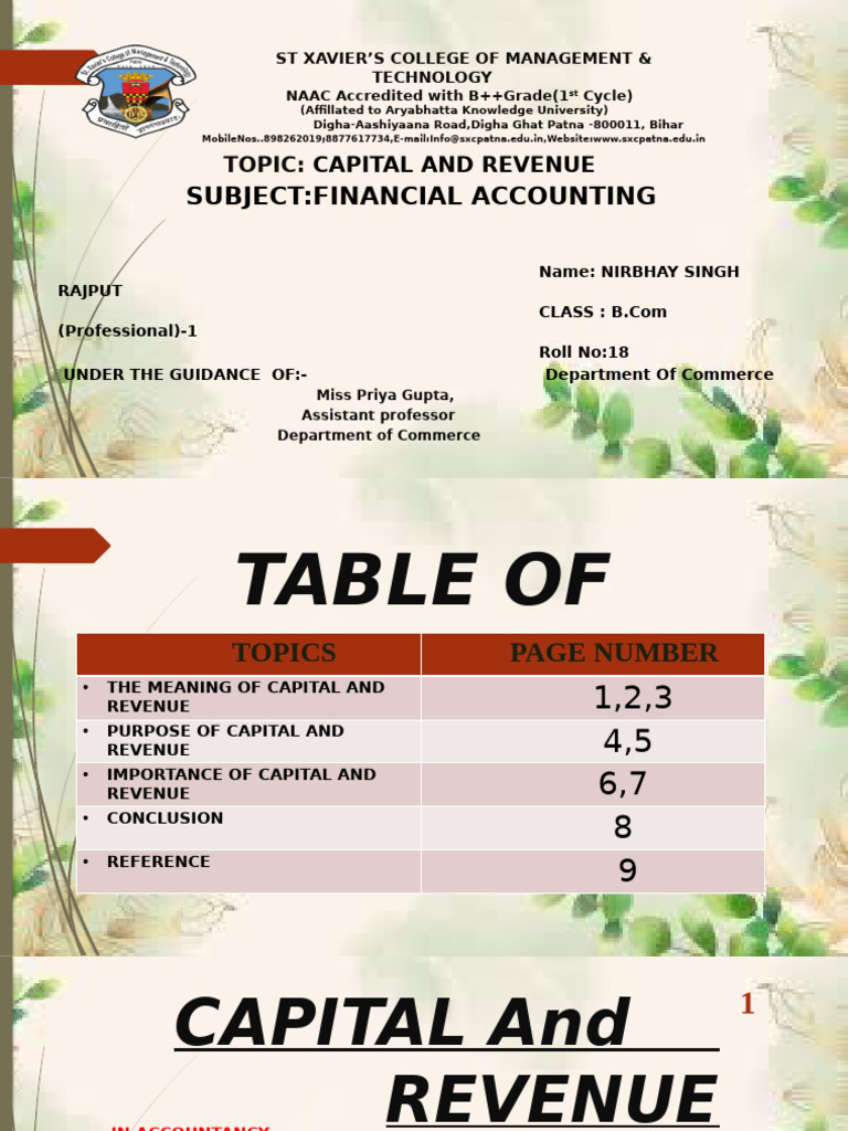 Nirbhay Singh Rajput 04-Bcp (Capital and Revenue) - 8 | PDF | Revenue | Financial Accounting