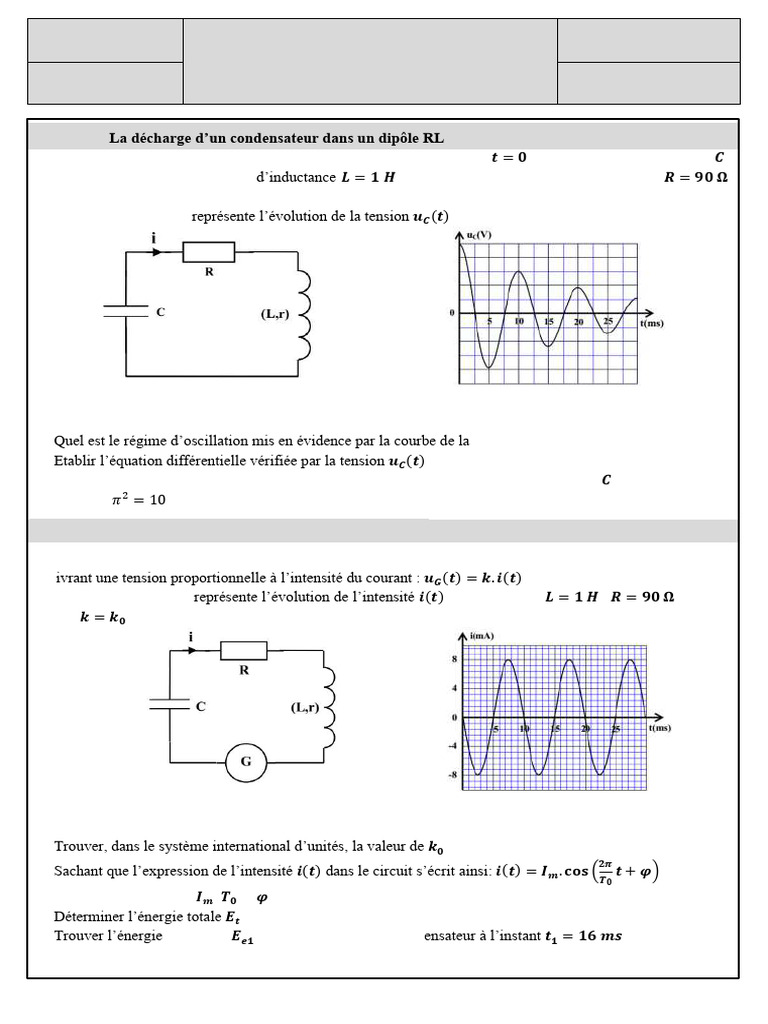 Exercices Corrigés Circuit RLC Série | PDF | Condensateur | Inducteur