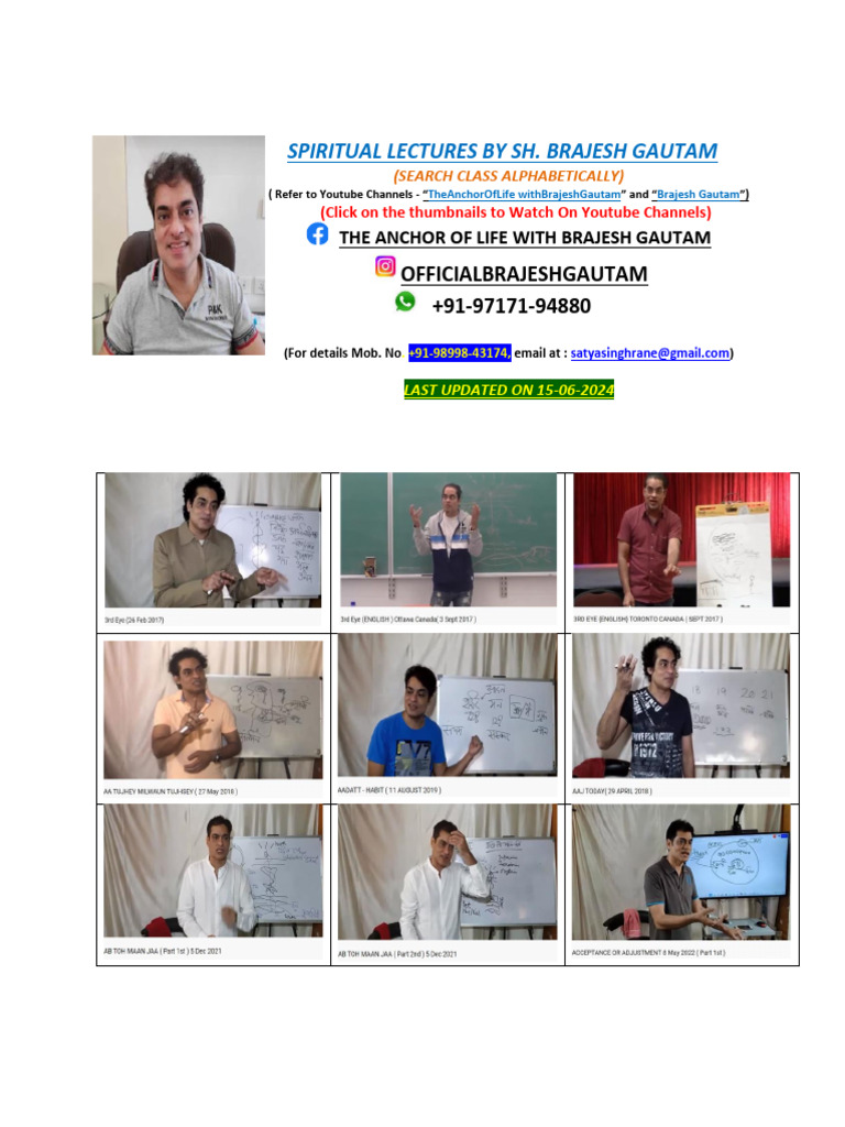 Spiritual Lectur's Sh. Brajesh Gautam 15-06-2024 | PDF