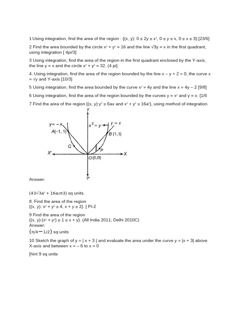 Integration Area Problems and Solutions | PDF
