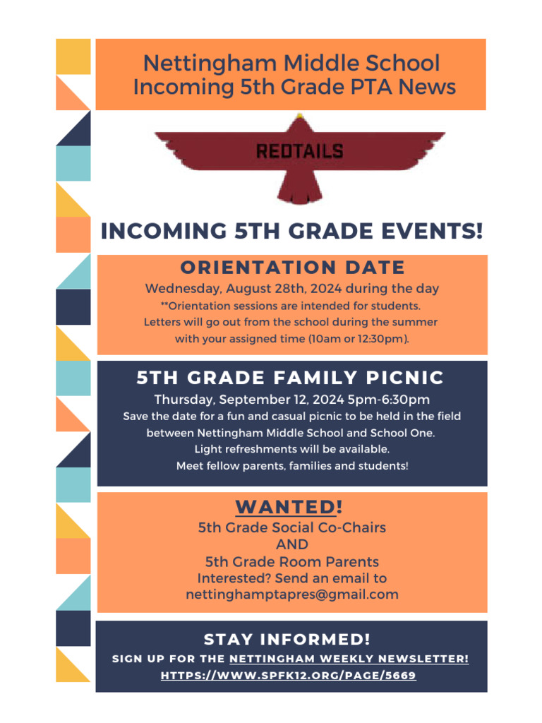 2024-06 Incoming 5th Grade PTA Flyer | PDF