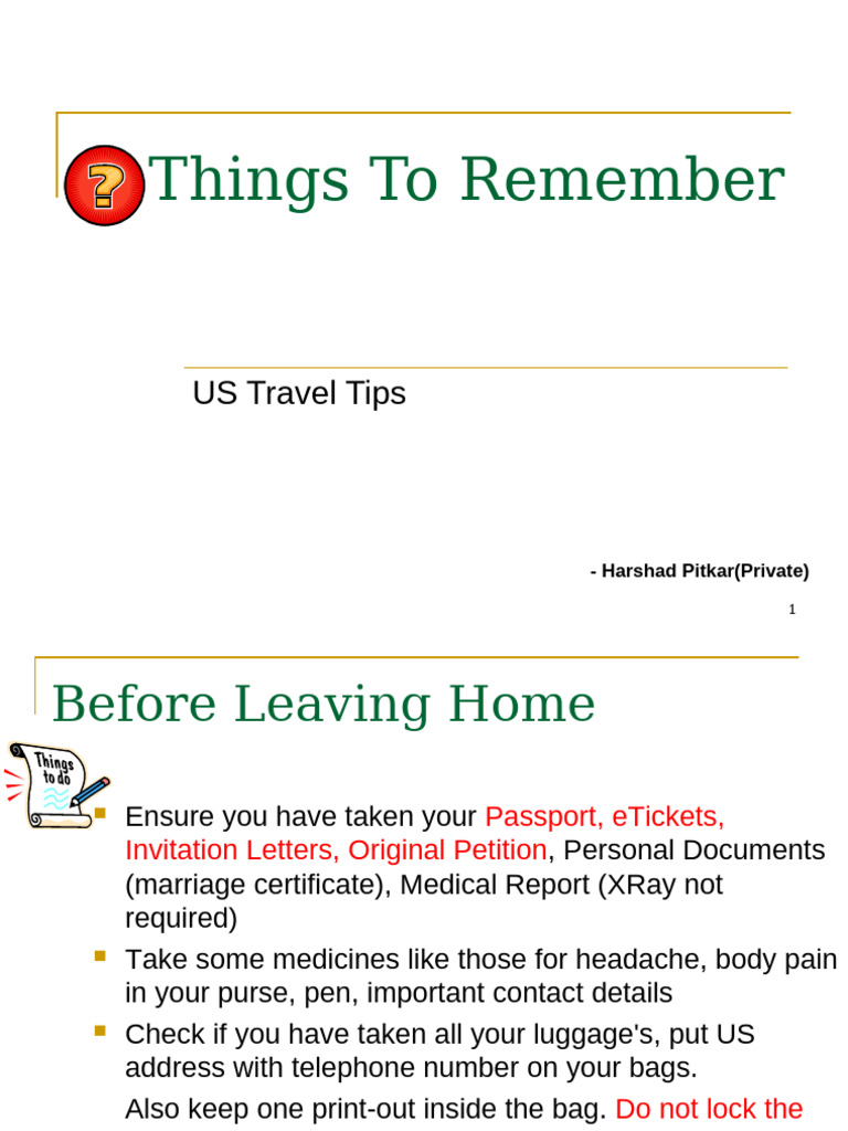 USA Trip Things To Remember | PDF | Airport | Baggage