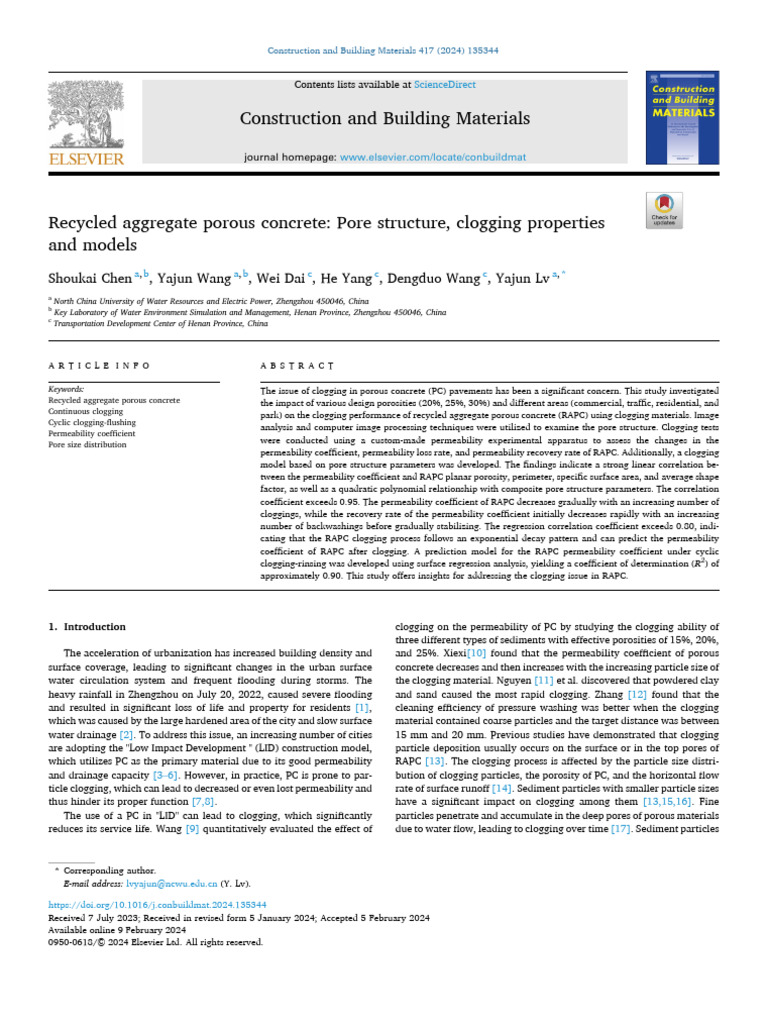 Recycled Aggregate Porous Concrete Pore Structure, Clogging Properties ...