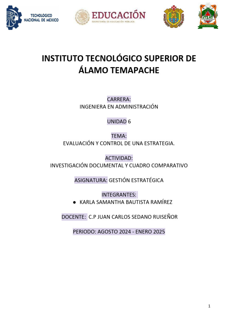 U6 ACT 1 TRABAJO DE INVESTIGACIO Ün DOCUMENTAL Y CUADRO COMPARATIVO | PDF | Evaluación | Business