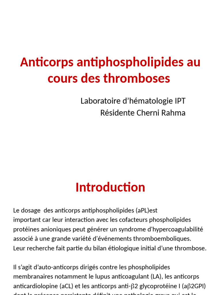 Présentation-congré-magrebin | PDF | Protéine plasmatique | Médecine