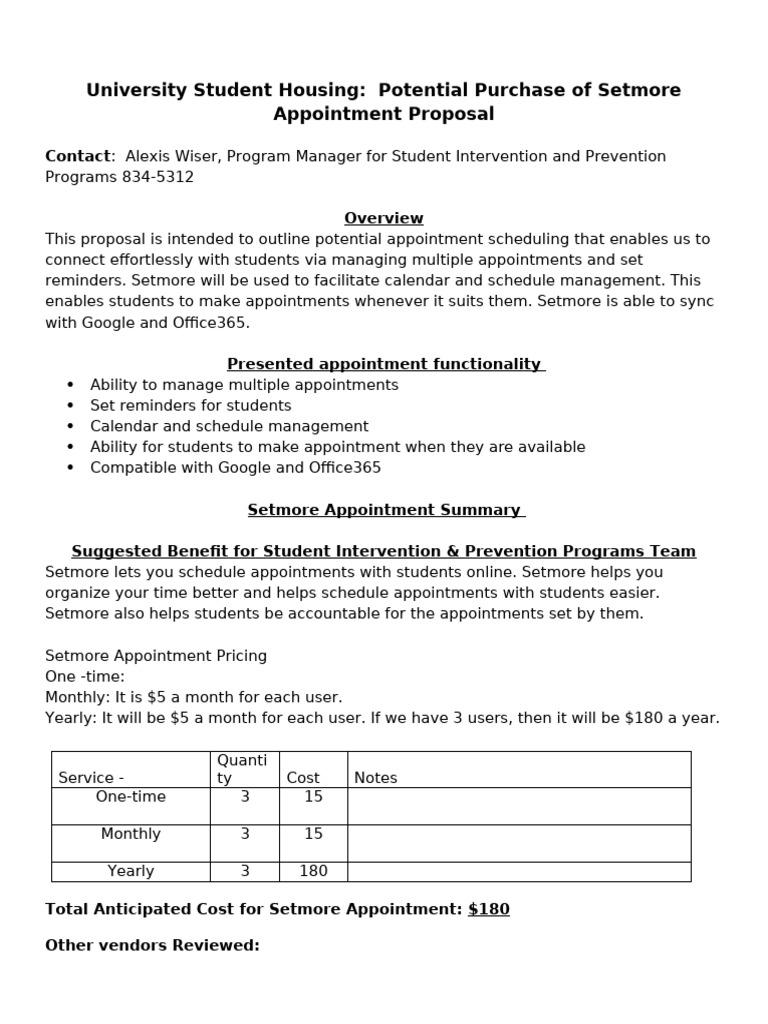 Setmore Proposal 2024 | PDF