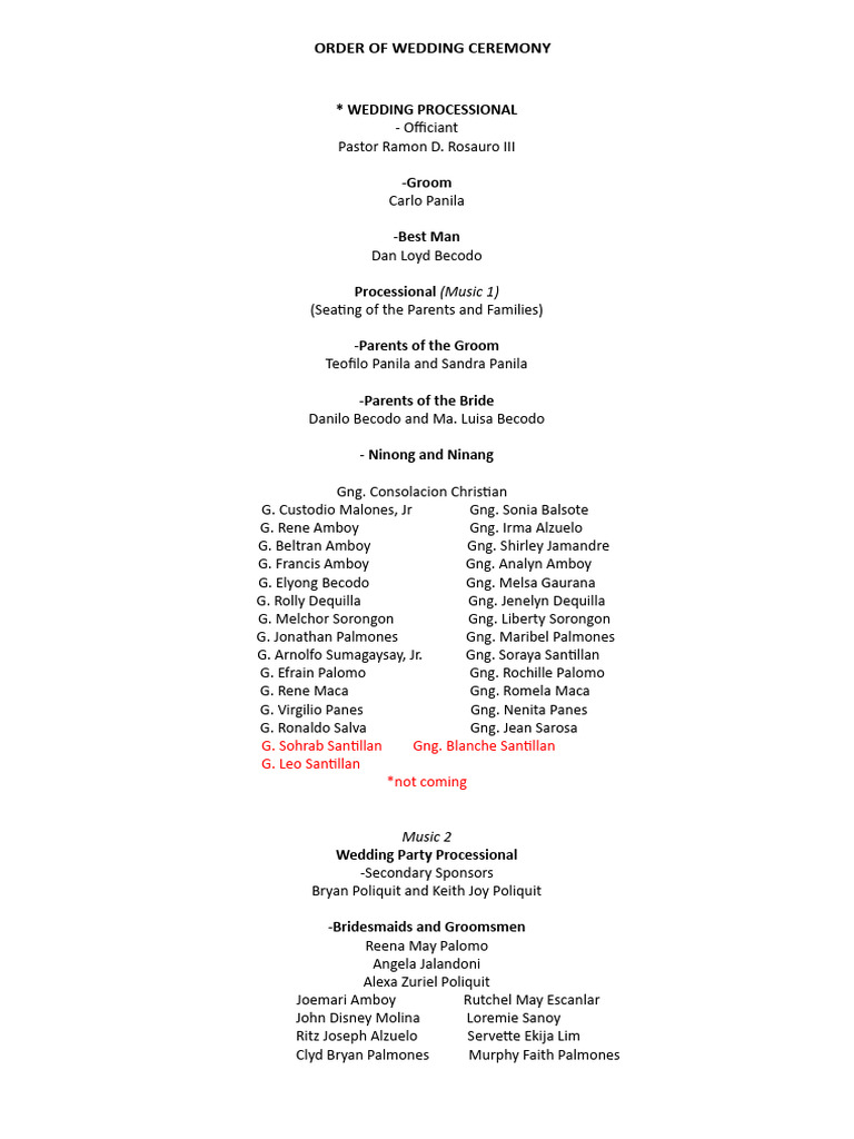 Wedding entourage processional order philippines | Beachweddingtips.com
