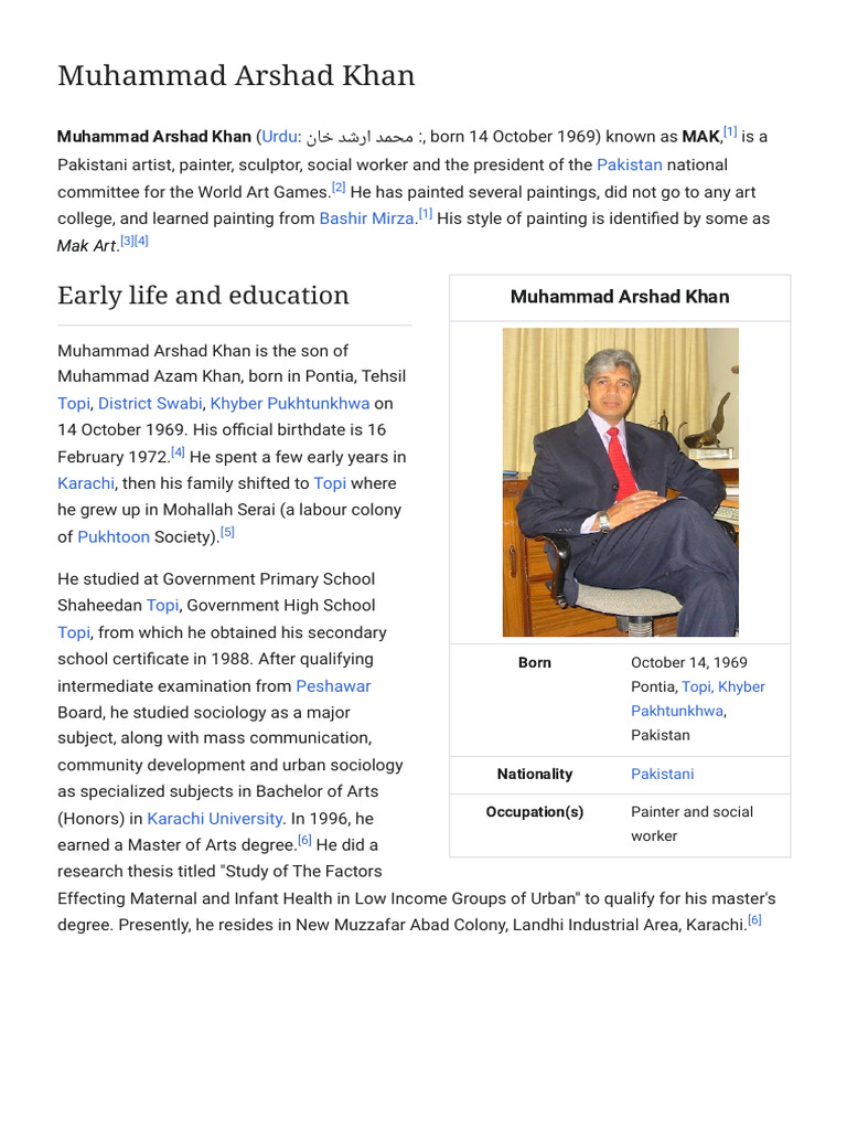 Muhammad Arshad Khan - Wikipedia | PDF